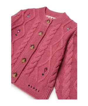 Marni Cable-knit Floral-embroidered Cardigan