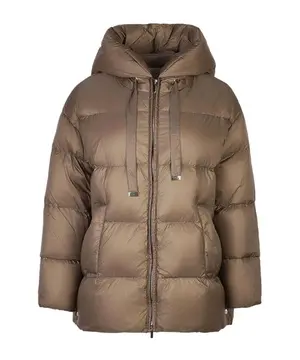 Max Mara Short Roomy Puffer Jacket In Water-repellent Fabric - Camel