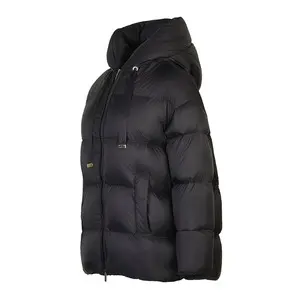 Max Mara Short Roomy Puffer Jacket In Water-repellent Fabric - Black