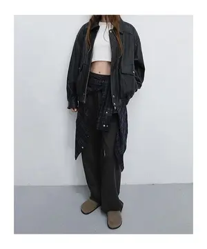 DUNST Oversized Leather Bomber Jacket