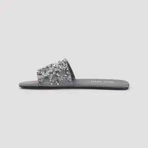 Miu Miu Slider Crystal-embellished Satin Sandals