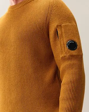 C.P. COMPANY Full Rib Cotton Lens Crewneck Sweater