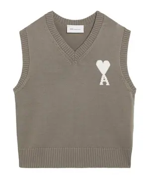 AMI Paris Sleeveless Knit Vest - Gray