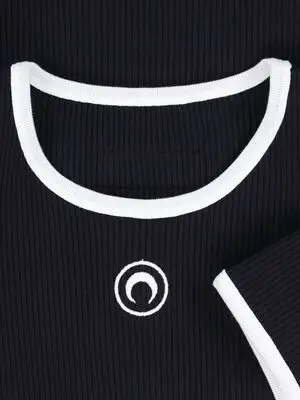 MARINE SERRE Moon Embroidered Ribbed Top