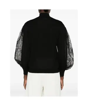 Fabiana Filippi Lace-panel Balloon-sleeve Sweater
