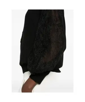 Fabiana Filippi Lace-panel Balloon-sleeve Sweater
