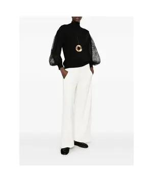 Fabiana Filippi Lace-panel Balloon-sleeve Sweater