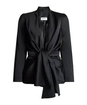 Balmain Satin Crepe Jacket With Tie Detail - Black