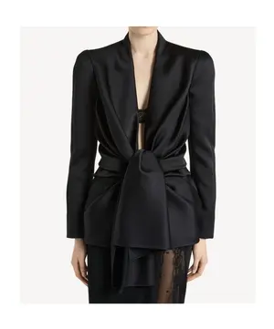 Balmain Satin Crepe Jacket With Tie Detail