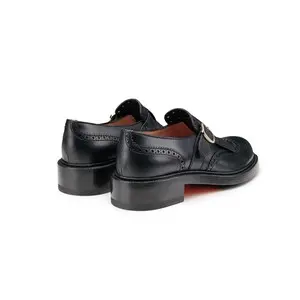 Santoni Leather Single Monk Strap Shoe With Frange