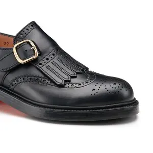 Santoni Leather Single Monk Strap Shoe With Frange