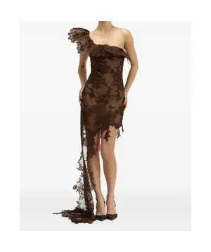 Giuseppe Di Morabito Asymmetric Floral-lace Mini Dress