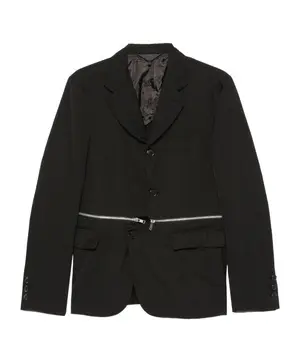 Comme Des Garçons Zip-detail Single-breasted Blazer - Black