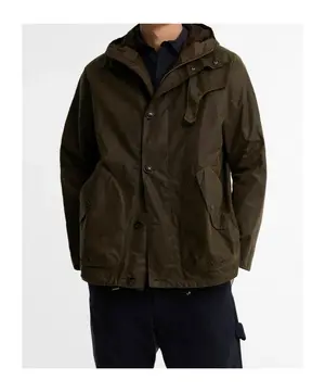 Barbour Hooded Button-fastening Waxed Coat