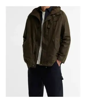 Barbour Hooded Button-fastening Waxed Coat