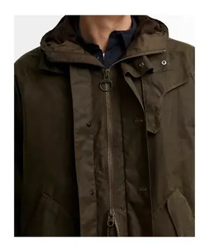 Barbour Hooded Button-fastening Waxed Coat