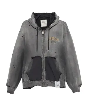 Mihara Yasuhiro Distressed Logo-print Jacket - Black
