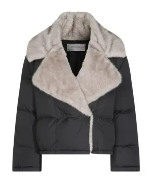 Antonelli Firenze Faux Fur Collar Down Jacket - Black