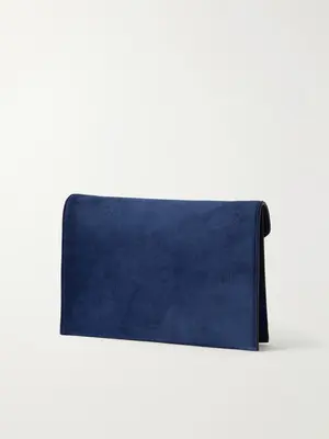 Khaite Grace Mini Leather, Suede And Calf-hair Clutch - Blue