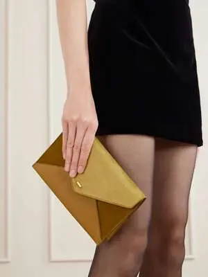 Khaite Grace Mini Leather, Suede And Calf-hair Clutch