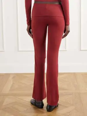 SKIMS Stretch-cotton Jersey Flared-leg Foldover Pants