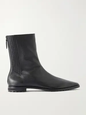 AQUAZZURA Saint Honore Full-grain Leather Ankle Boots - Black