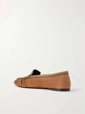Saint Laurent Loaferino Gathered Suede Ballet Flats