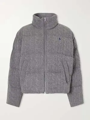 Polo Ralph Lauren Padded Quilted Cable-knit Wool And Cashmere-blend Jacket