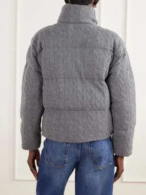 Polo Ralph Lauren Padded Quilted Cable-knit Wool And Cashmere-blend Jacket