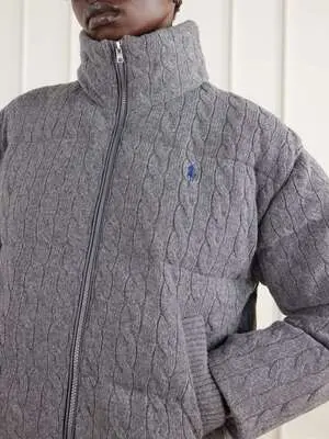 Polo Ralph Lauren Padded Quilted Cable-knit Wool And Cashmere-blend Jacket