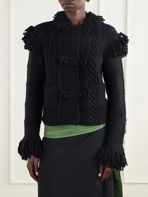 Polo Ralph Lauren Fringed Cable-knit Wool Cardigan