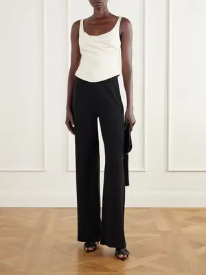 ST. AGNI Draped Tussah Silk-blend Bustier Top - Neutrals