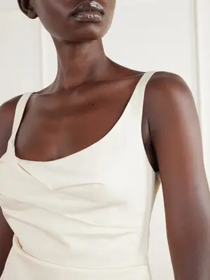 ST. AGNI Draped Tussah Silk-blend Bustier Top - Neutrals
