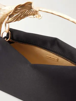 Cult Gaia Calla Gold-tone Floral-embellished Satin Top-handle Bag - Black