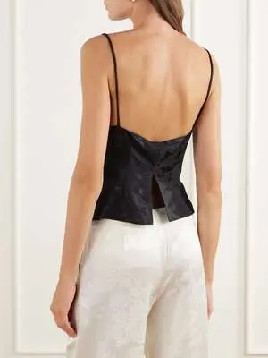 ST. AGNI Wool And Silk-blend Floral-jacquard Cloqué Cami