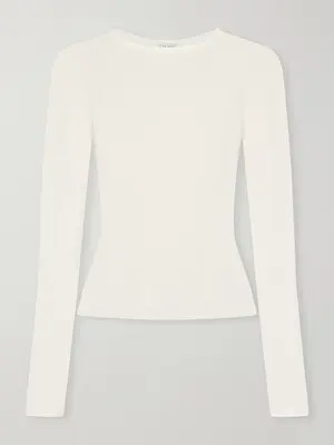 ST. AGNI Ribbed Merino Wool Knitted Top - Neutrals