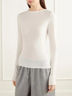 ST. AGNI Ribbed Merino Wool Knitted Top - Neutrals