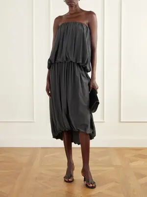 ST. AGNI Balloon Gathered Chiffon Midi Skirt - Gray