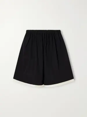 ST. AGNI Satin-trimmed Wool-twill Shorts - Black