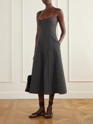 ST. AGNI Paneled Shell Midi Dress - Gray