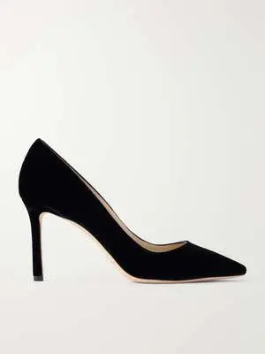 JIMMY CHOO Romy 85 Velvet Pumps - Black