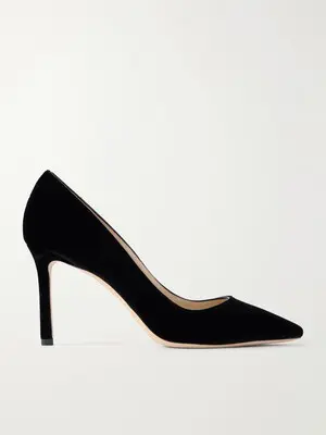JIMMY CHOO Romy 85 Velvet Pumps - Black