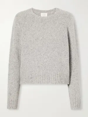 Suzie Kondi Selini Cropped Mottled Cashmere Sweater - Gray