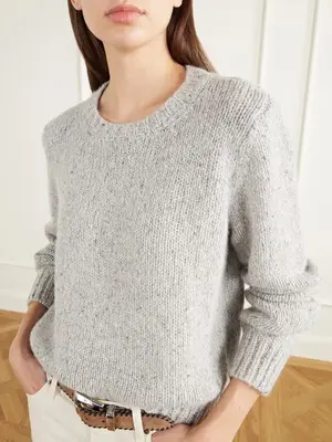 Suzie Kondi Selini Cropped Mottled Cashmere Sweater