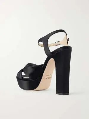 JIMMY CHOO Heloise 120 Knotted Satin Platform Sandals