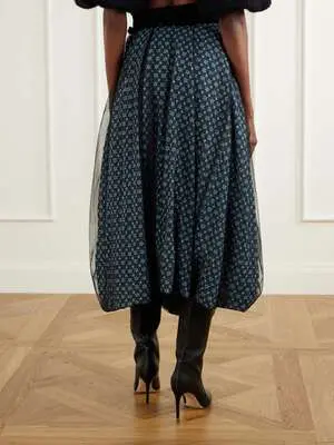 PAULINE DUJANCOURT Eli Asymmetric Embroidered-chiffon Midi Skirt