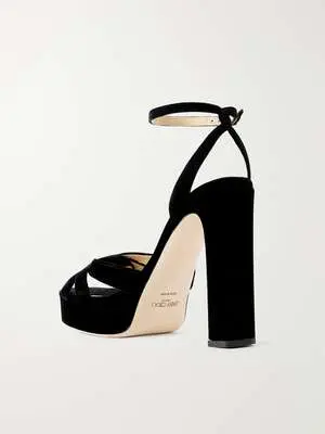 JIMMY CHOO Kove 120 Velvet Platform Sandals