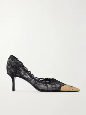 JIMMY CHOO Faiz 65 Embellished Lace Pumps - Black