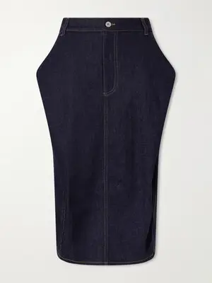 Jacquemus Cubisto De Nimes Cotton-blend Denim Midi Skirt - Blue