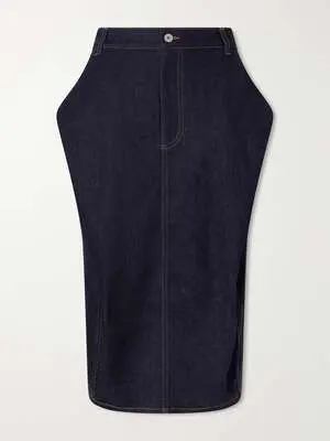 Jacquemus Cubisto De Nimes Cotton-blend Denim Midi Skirt - Navy